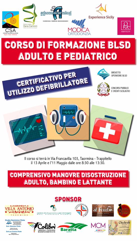 Primo soccorso adulto e pediatrico: 13 aprile e 11 maggio il Corso Blsd